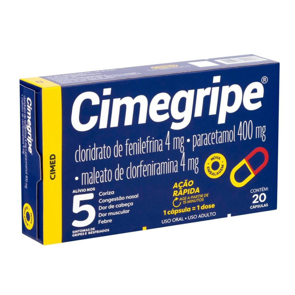 Antigripal Cimegripe Cimed 20 Cápsulas