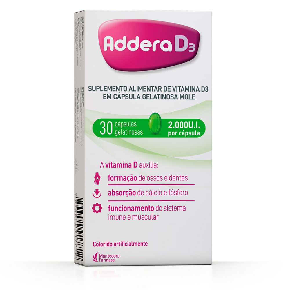 Addera D3 2000UI com 30 Cápsulas Gelatinosas
