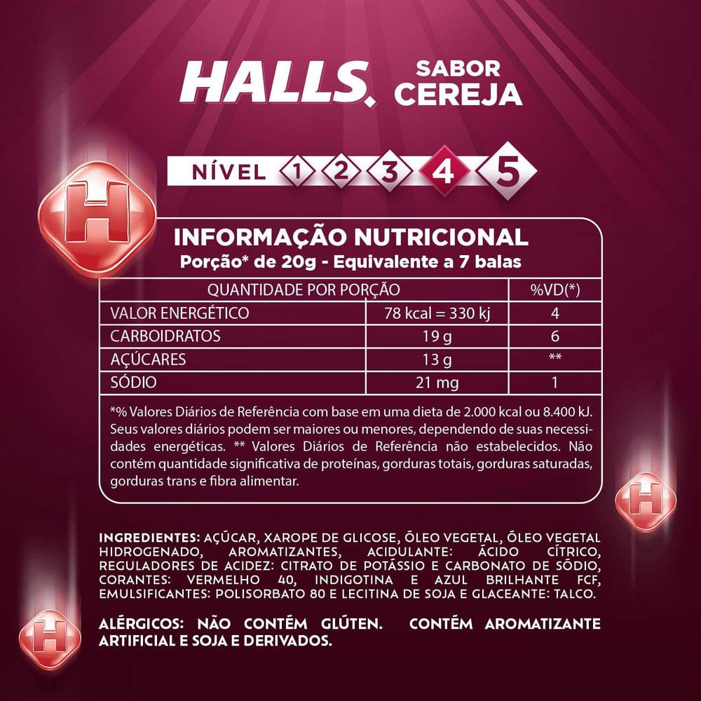 Bala Halls Cereja 28g - Drogaria Venancio
