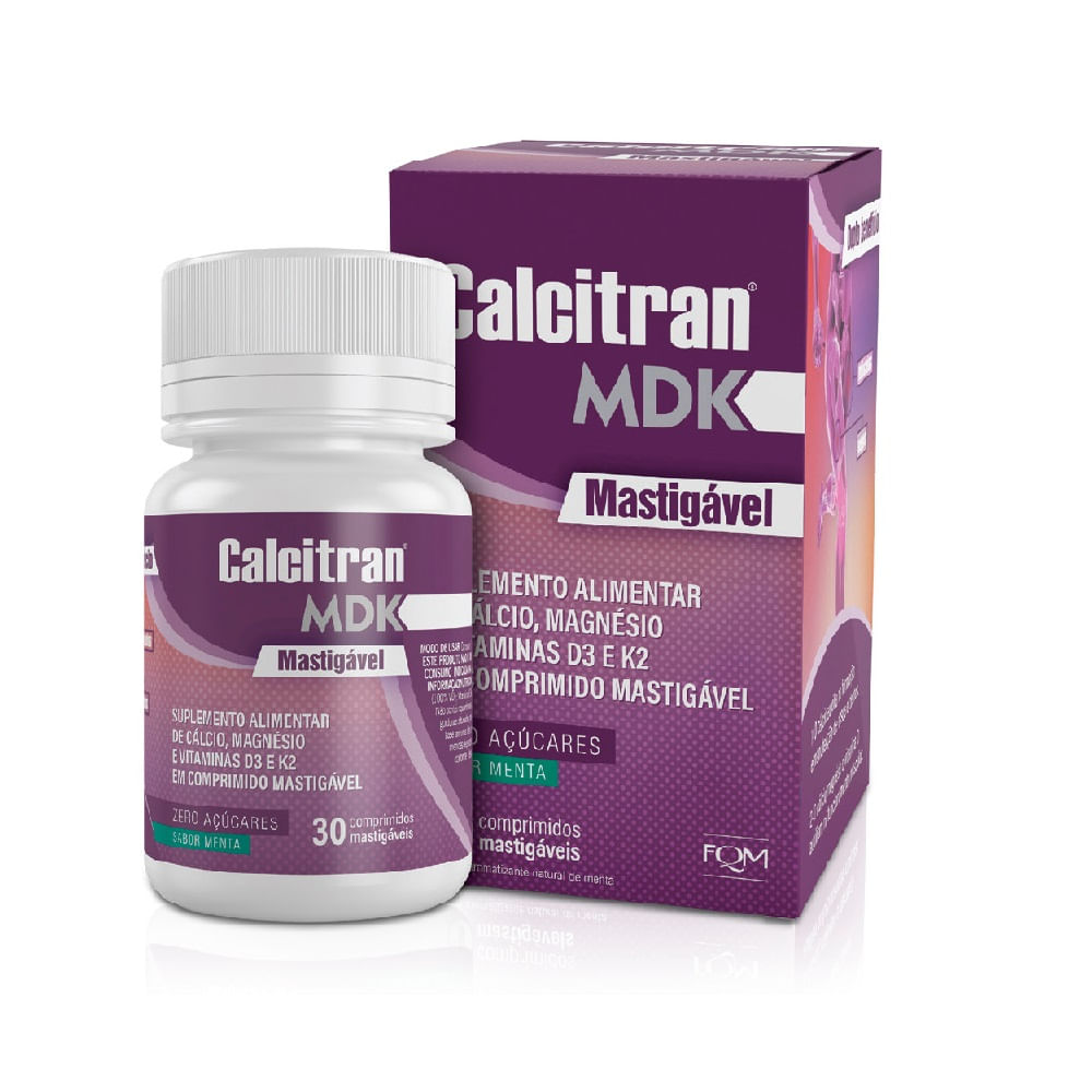 Suplemento Alimentar Calcitran MDK 30 Comprimidos Mastigável - Drogaria ...