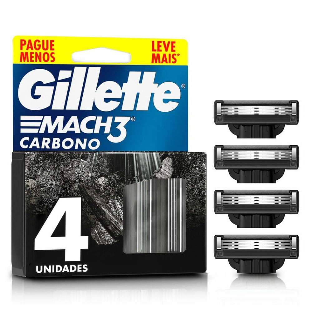 Carga Para Aparelho De Barbear Gillette Mach3 Carbono 4 Unidades