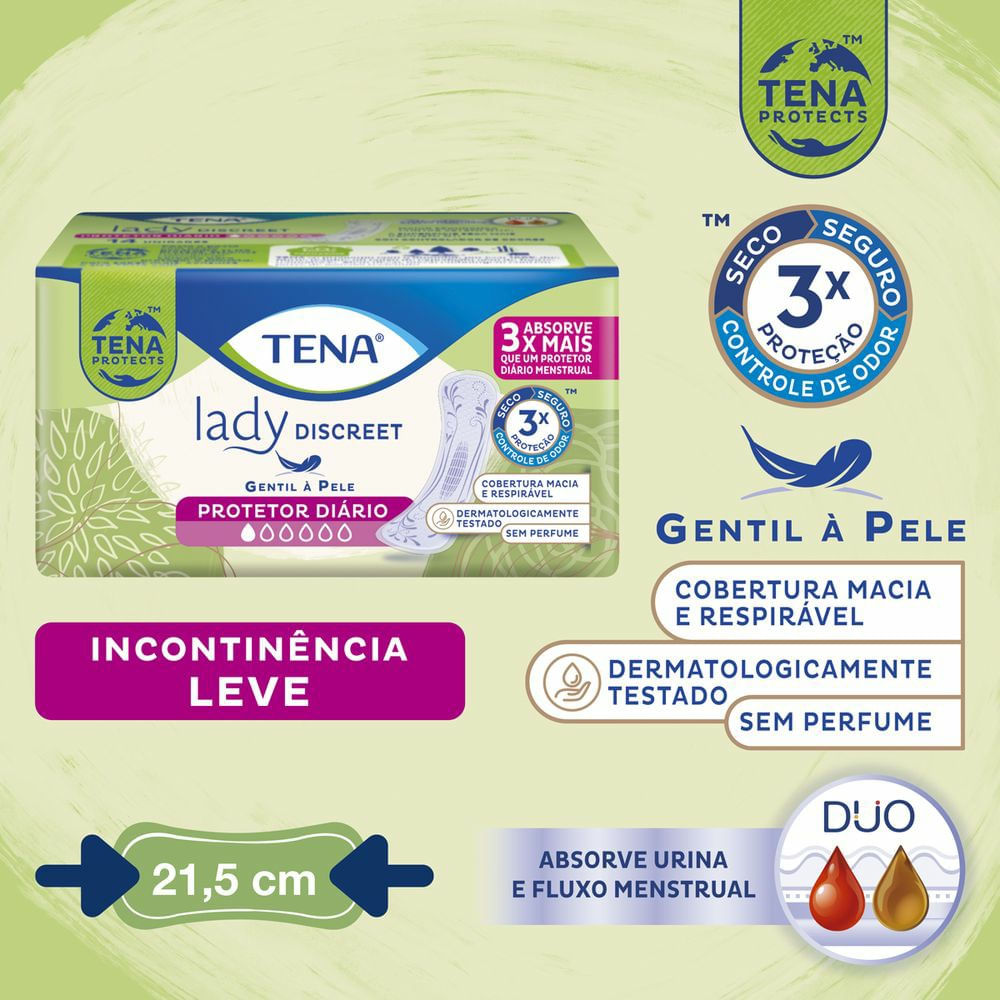 Protetor Diário Tena Lady Discreet Para Incontinência Urinária 14 ...