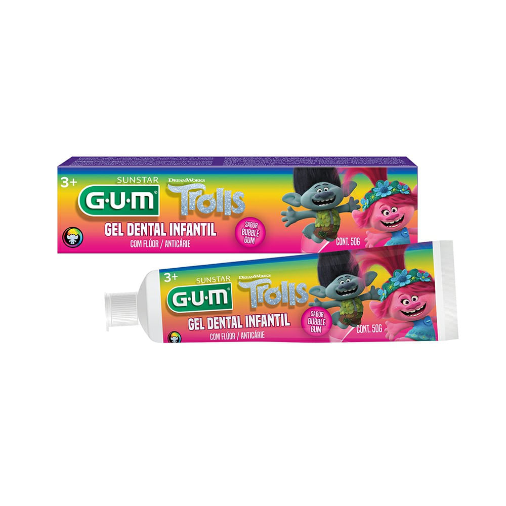 Gel Dental Infantil Gum Trolls Sabor Bubble Gum 50g - Drogaria Venancio