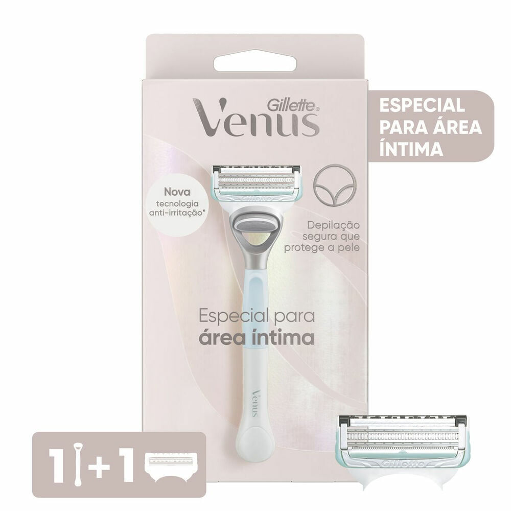 Aparelho De Depilar Gillette Venus Intima Skincare 1 Unidade + Carga ...