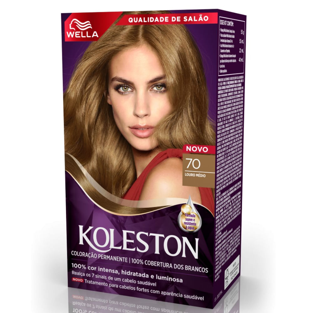 Tintura Wella Koleston 70 - Louro Médio - Drogaria Venancio