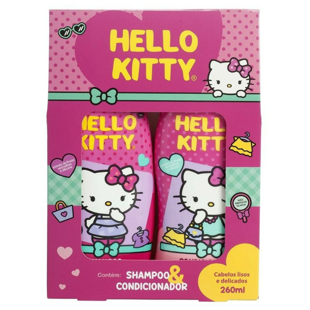 Kit Hello Kitty Cabelos Lisos e Delicados Shampoo 260ml + Condicionador ...