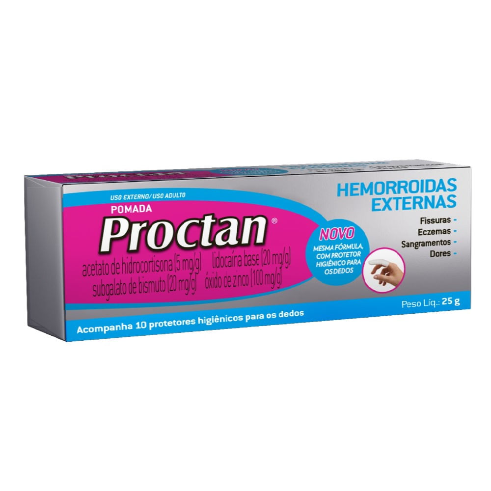 Pomada Proctan Hemorroidas Externas 25g + 10 Protetores Higiênicos Para ...
