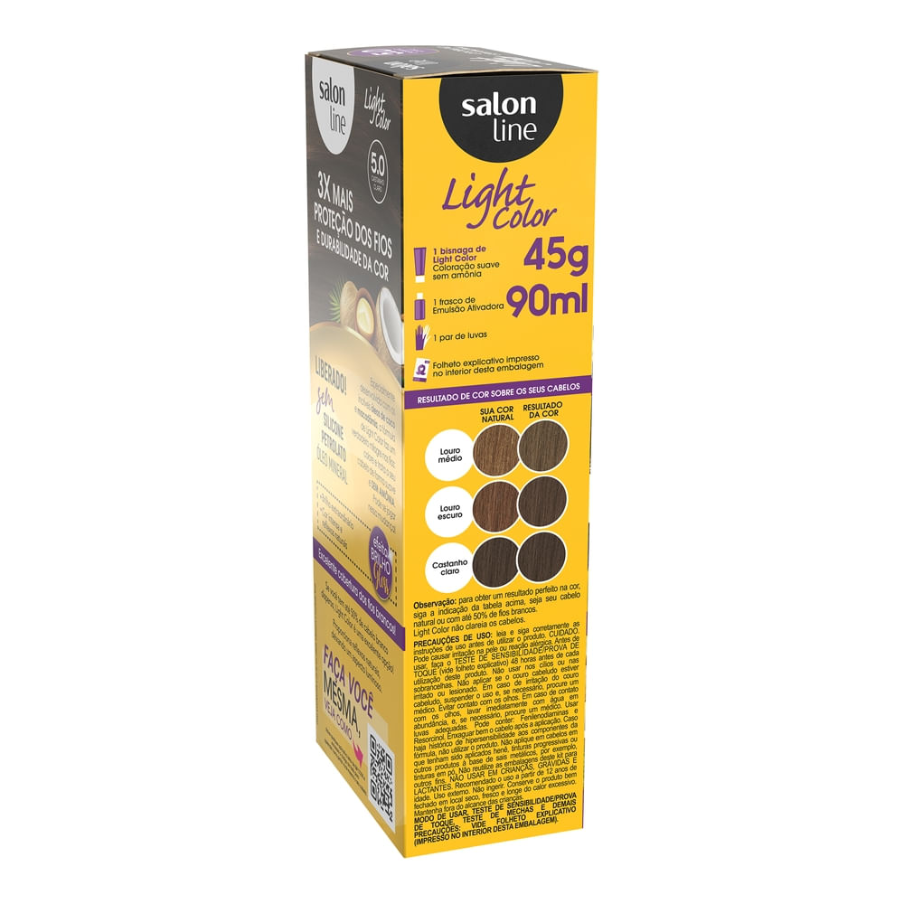 Tintura Salon Line Light Color 5.0 - Castanho Claro - Drogaria Venancio