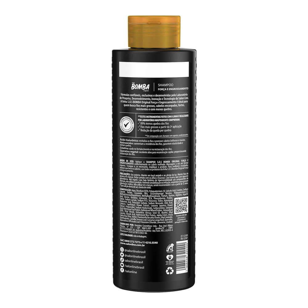 Shampoo Salon Lin SOS Bomba Original Força e Engrossamento 300ml