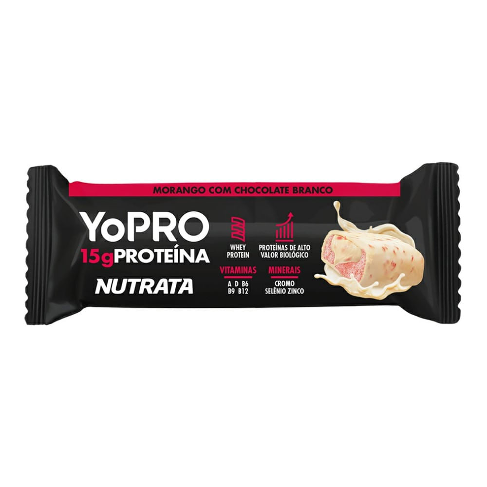 Barra Proteína Yopro Nutrata 15g Morango Chocolate Branco 1 Unidade ... Barra Proteína Yopro Nutrata 15g Morango Chocolate Branco 1 Unidade ...