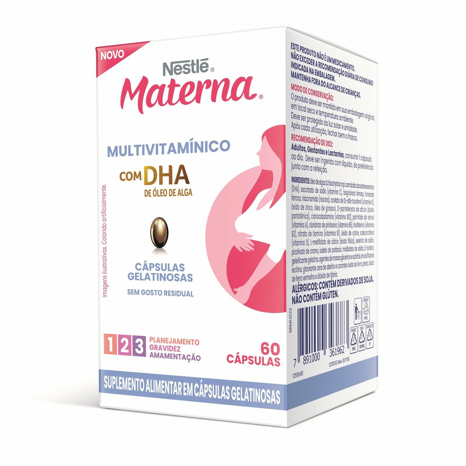 Suplemento Alimentar Adulto Nestlé Materna Multivitamínico Com DHA 60 ...