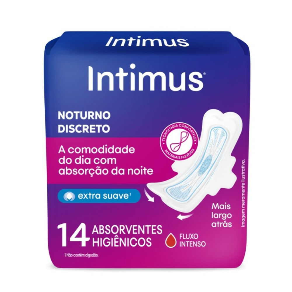 Absorvente Intimus Noturno Discreto Com Abas 14 Unidades