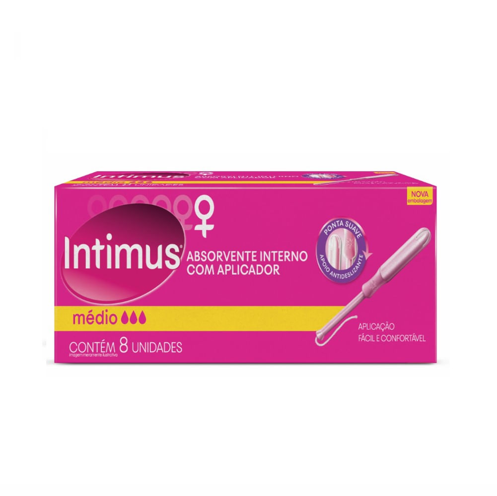 Absorvente Interno Intimus Com Aplicador Médio 8 Unidades