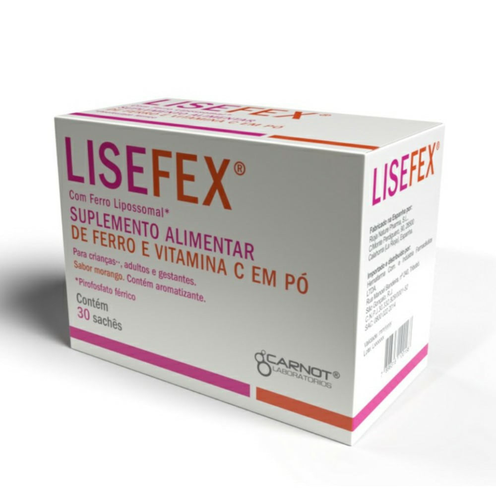 Suplemento Alimentar Carnot Lisefex Com Ferro Lipossomal 30 Sachês