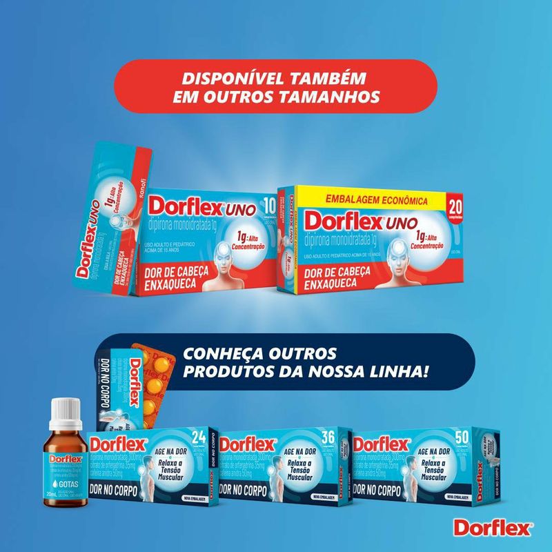 Dorflex Uno Para Enxaqueca Dipirona Monoidratada 1g 20 comprimidos - Drogaria Venancio