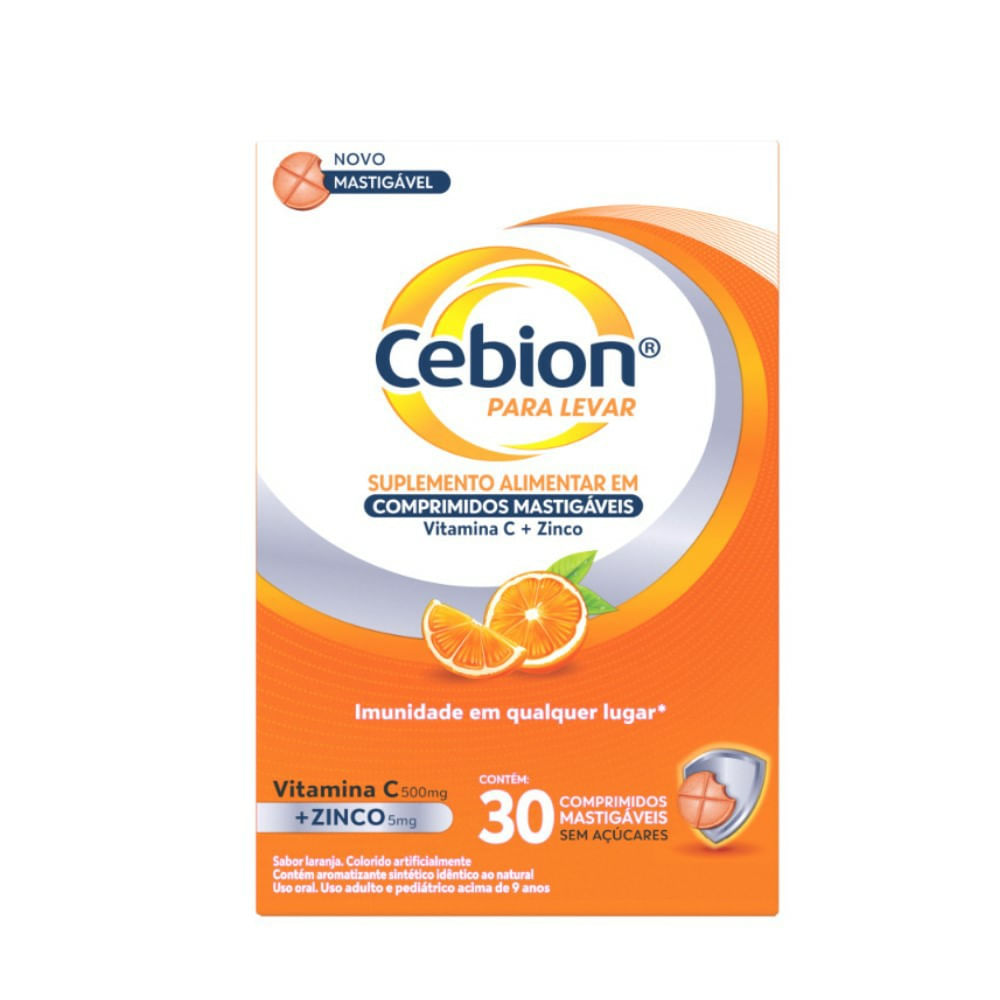 Cebion Vitamina C + Zinco 30 Comprimidos Mastigáveis