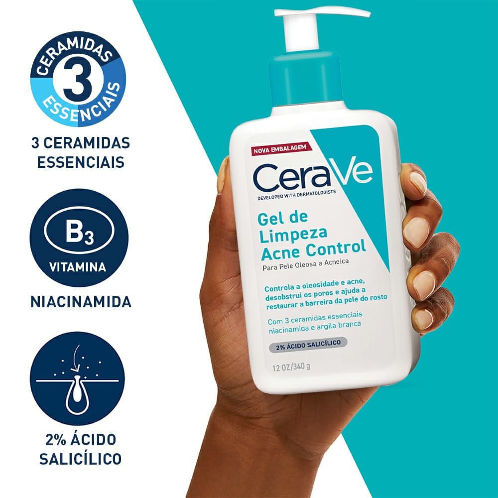 Gel De Limpeza Facial Cerave Acne Control 340g Drogaria Venancio