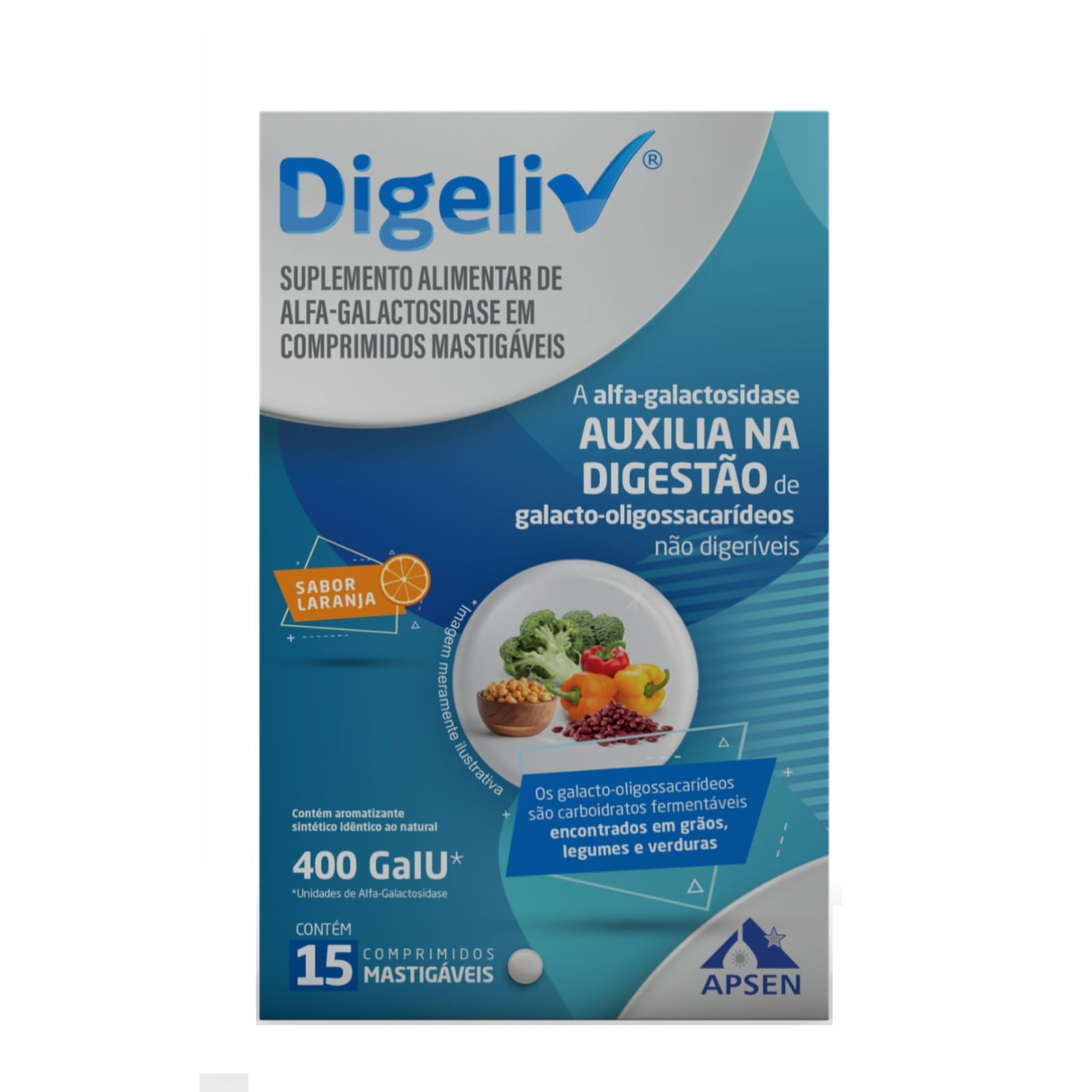 Suplemento Alimentar Digeliv 15 Comprimidos Mastigável