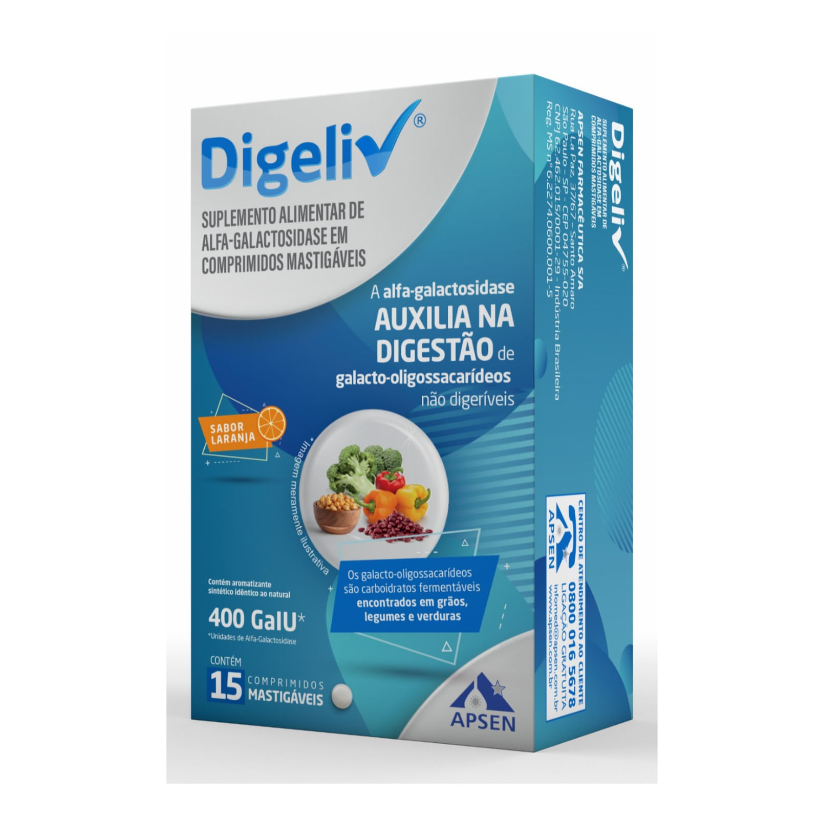 Suplemento Alimentar Digeliv 15 Comprimidos Mastigável
