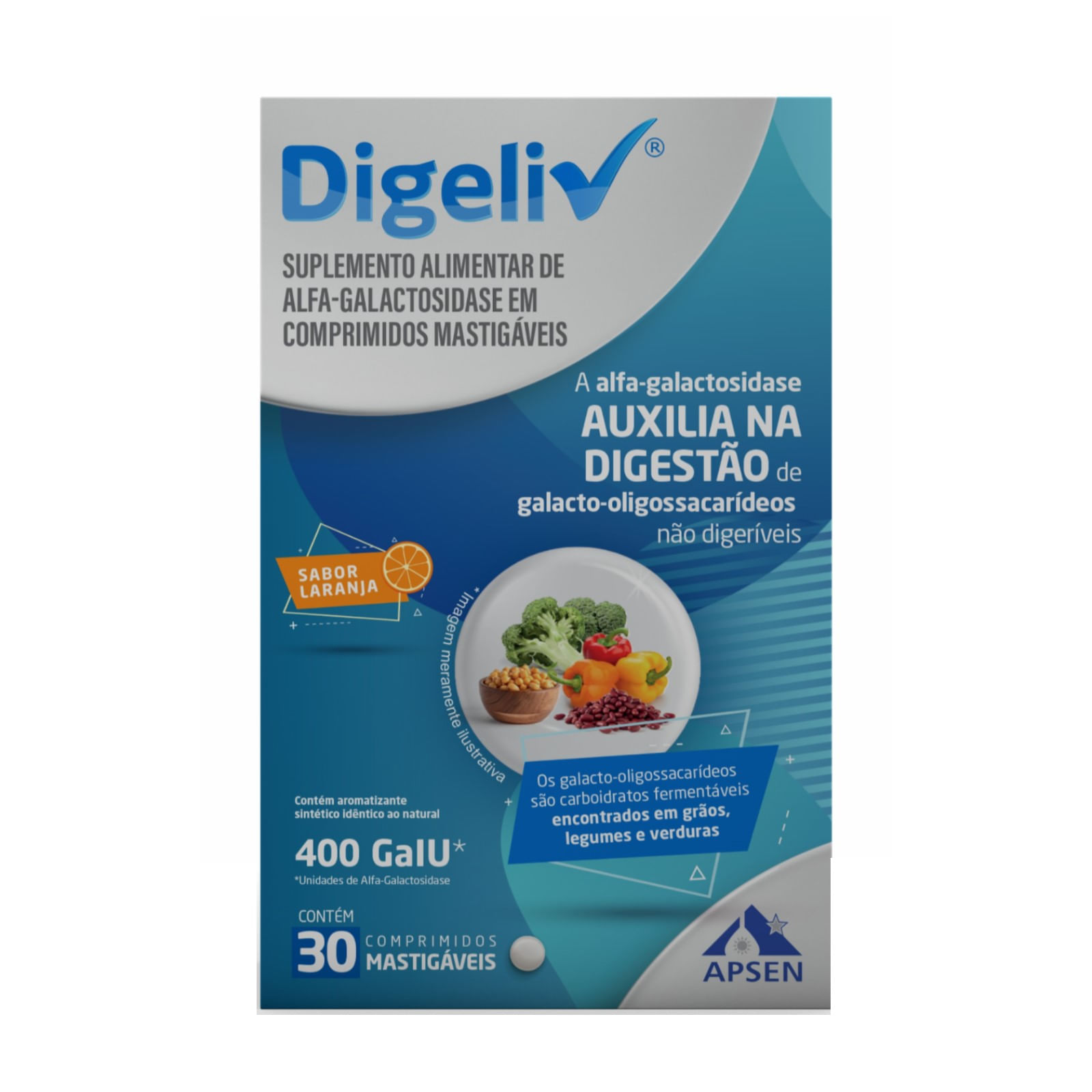Suplemento Alimentar Digeliv 30 Comprimidos Mastigável