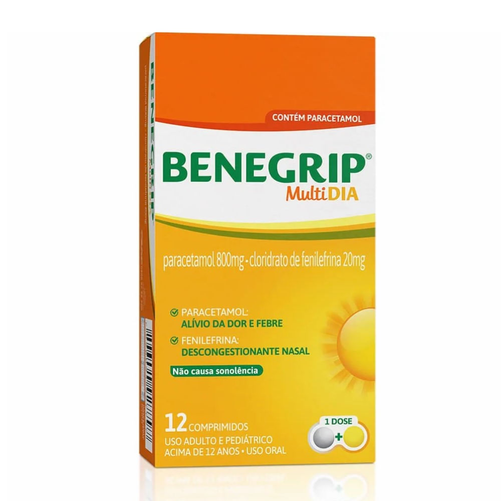 Benegrip Multi Dia 12 Comprimidos - Drogaria Venancio
