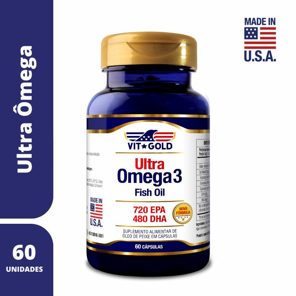 Suplemento Ultra Ômega 3 Fish Oil Vitgold 60 Cápsulas - Drogaria Venancio
