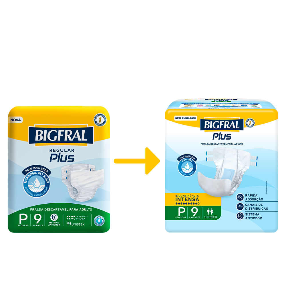 Fralda Adulto Bigfral Plus P Unissex 9 Unidades