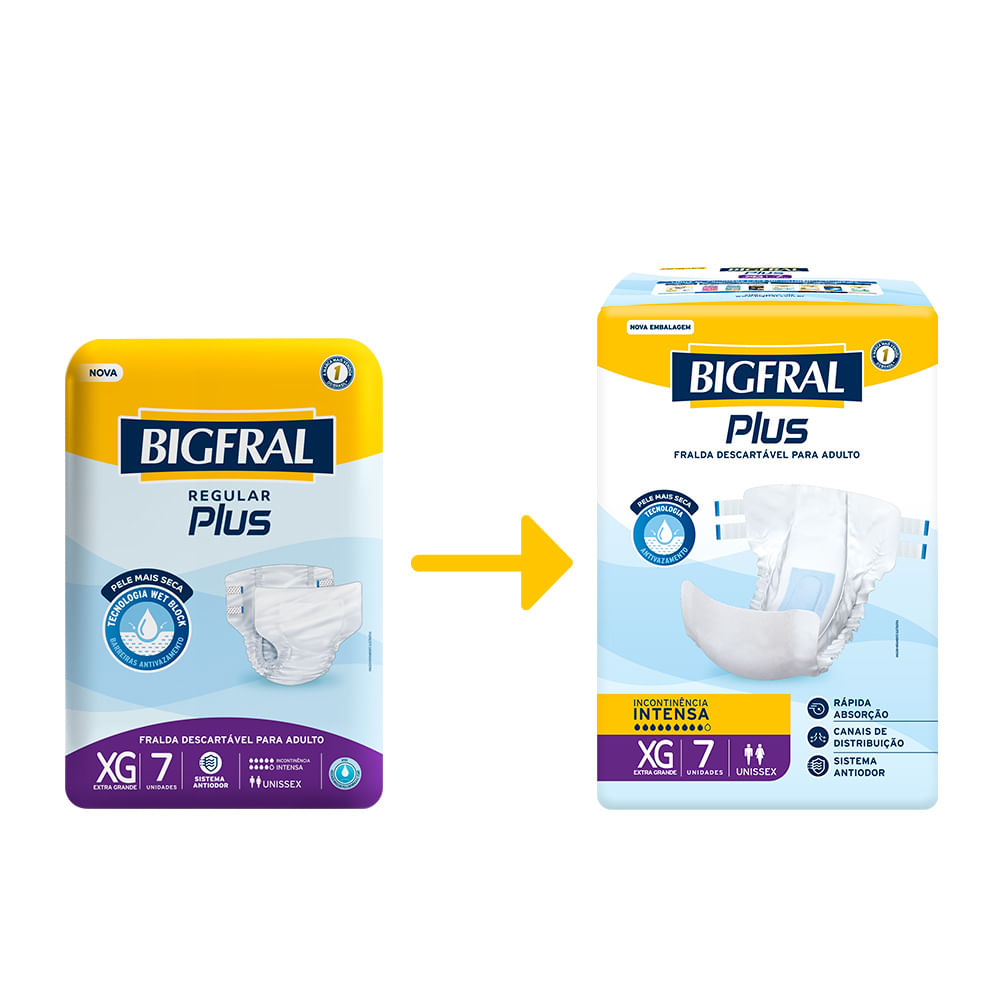 Fralda Adulto Bigfral Plus XG Unissex 7 Unidades