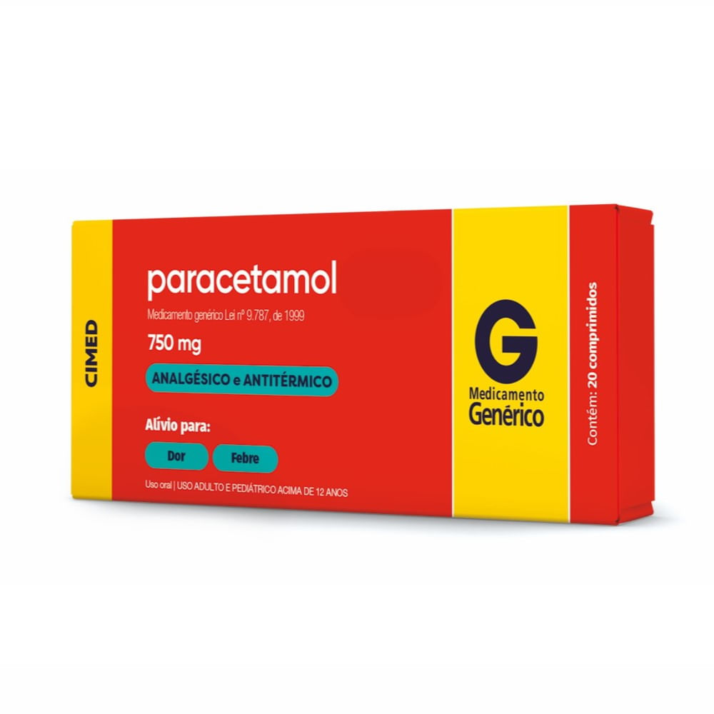 Paracetamol 750mg Cimed 20 Comprimidos