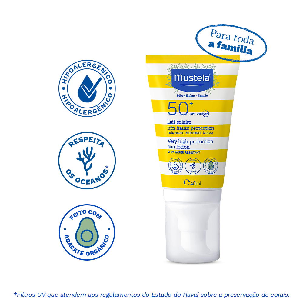 Protetor Solar Mustela Infantil E Adulto Rosto E Corpo Fps50 40ml