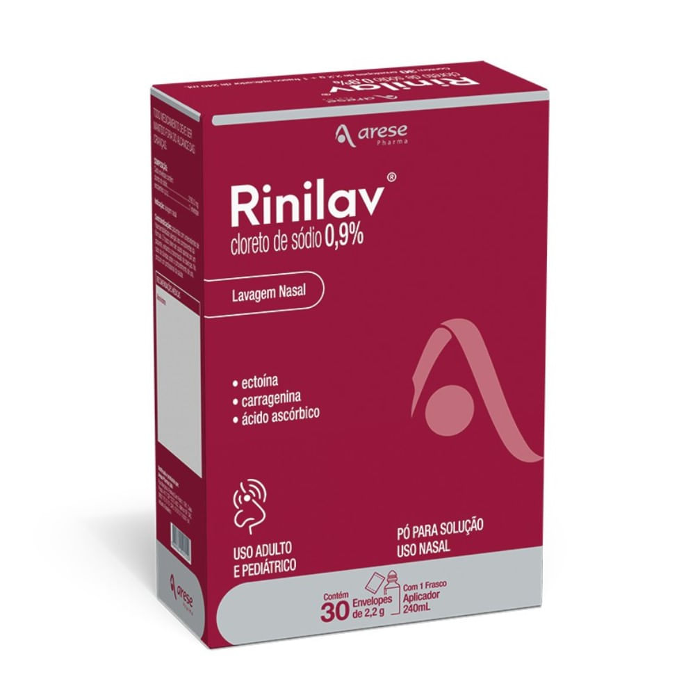 Rinilav 0,9% Arese 30 Envelopes + 1 Frasco Aplicador 240ml