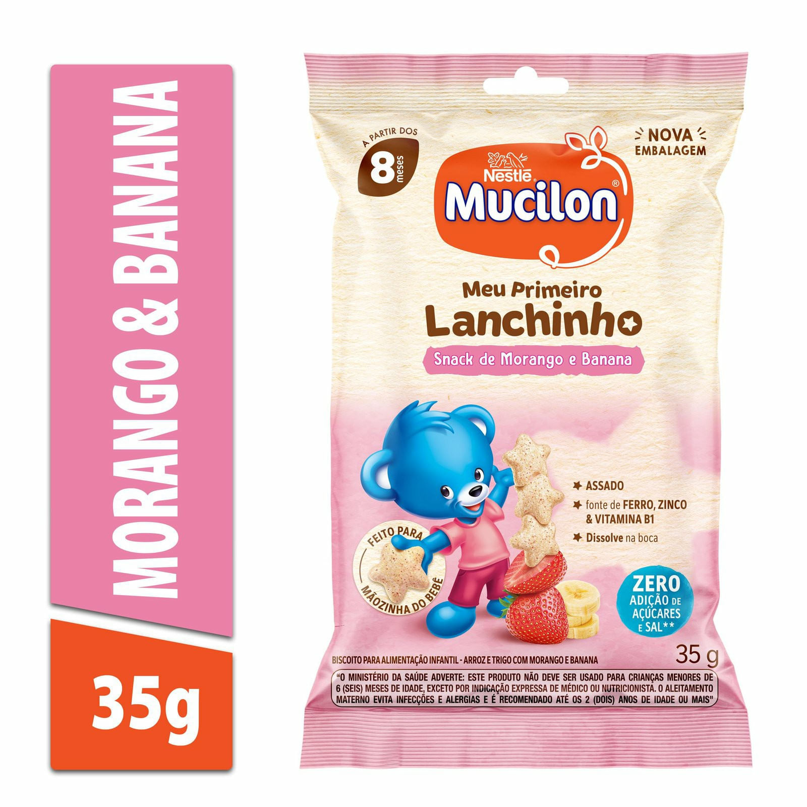 Biscoito Mucilon Snack Morango e Banana 35g