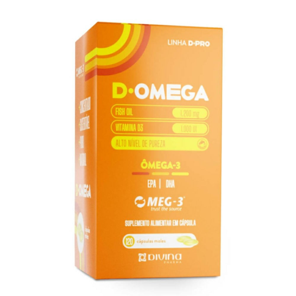 D-Ômega Vitamina D 1000UI + Ômega 3 Divina 120 Cápsulas