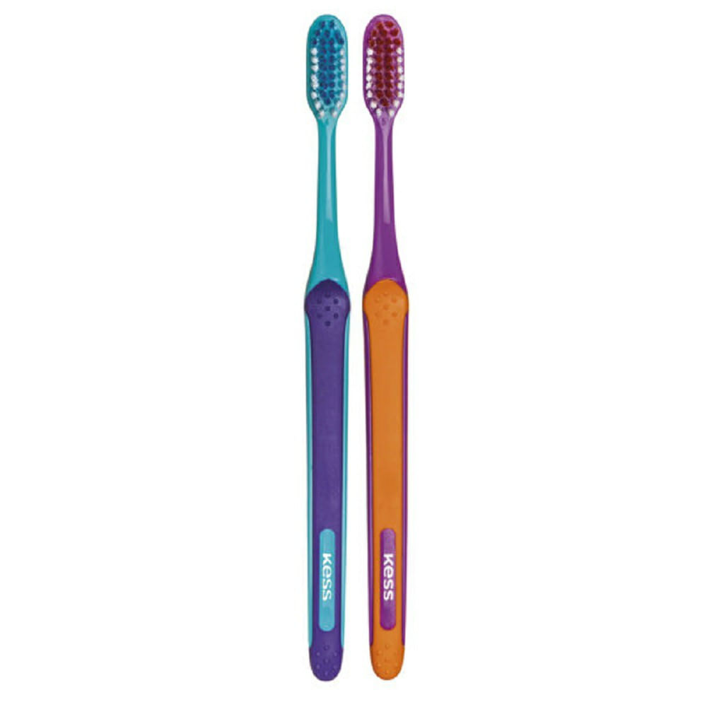 Escova Dental Kess Basic Action Macia Cores Sortidas 2 Unidades