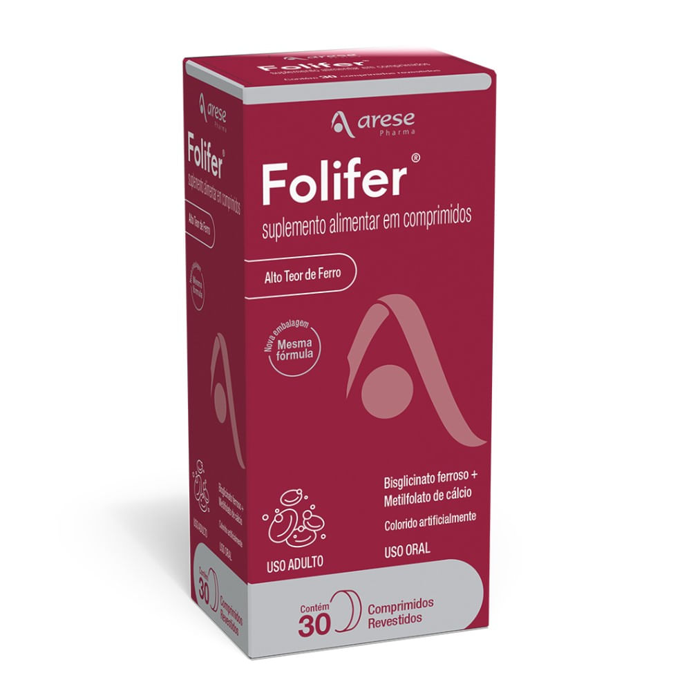 Suplemento Alimentar Folifer Arese 30 Comprimidos Revestidos
