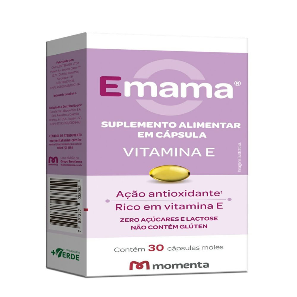 Suplemento Alimentar Momenta Emama Vitamina E 30 Cápsulas
