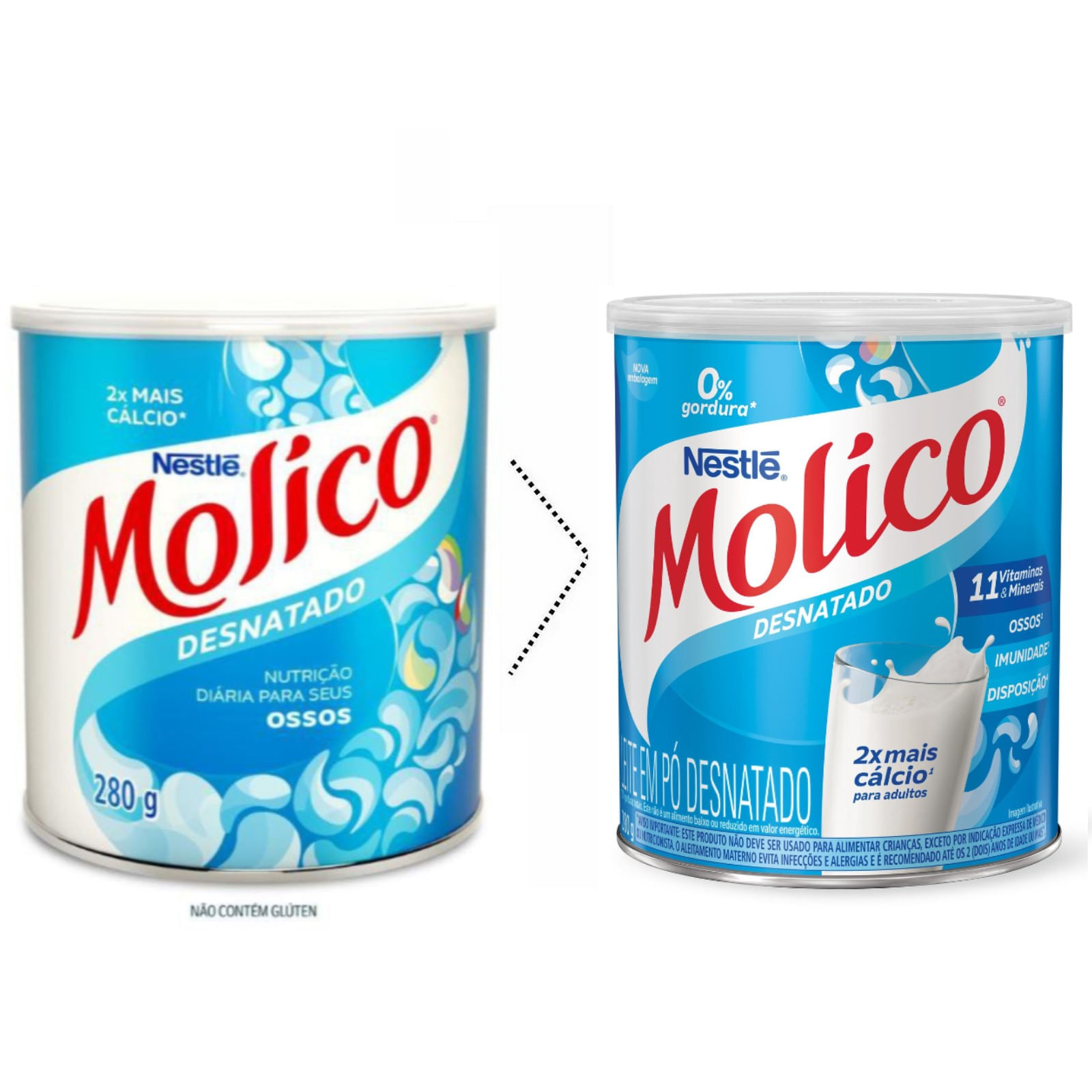 Leite em Pó Desnatado Molico Total Cálcio 280g