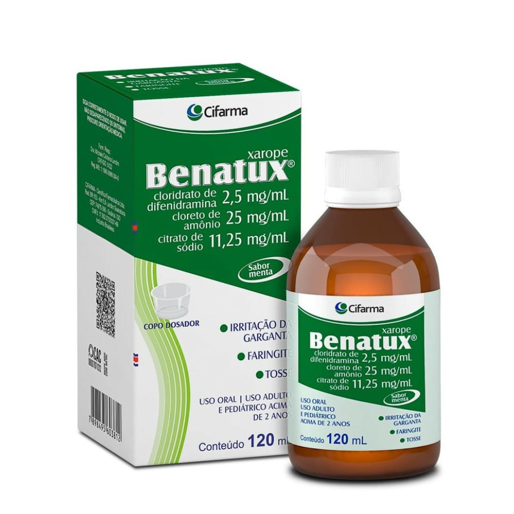 Benatux (2,5 + 25 + 11,25)mg/ml Cifarma Xarope 120ml + Copo Dosador