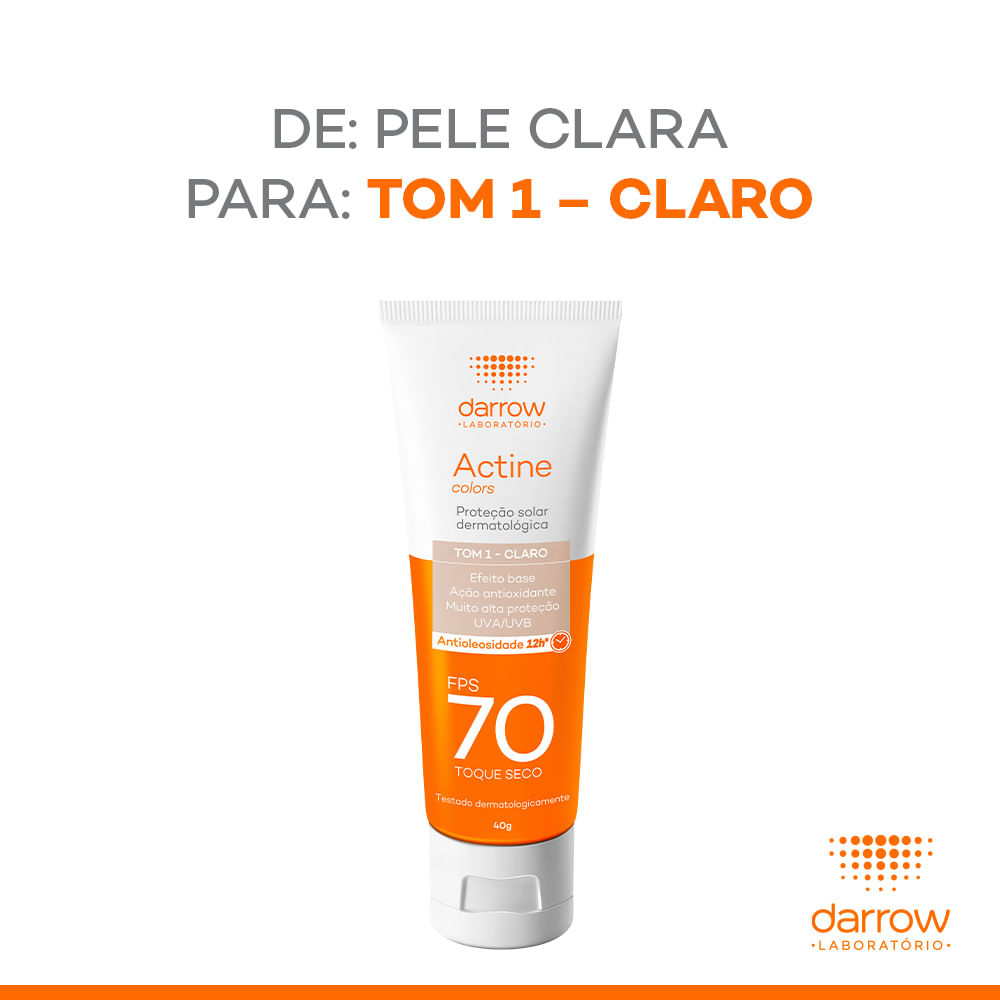 Protetor Solar Darrow Actine FPS70 Tom 1 - Claro 40g