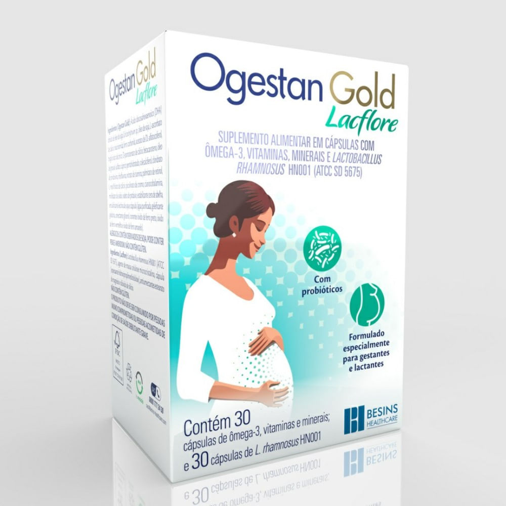Suplemento Alimentar Ogestan Gold Lacflore 30 Cápsulas
