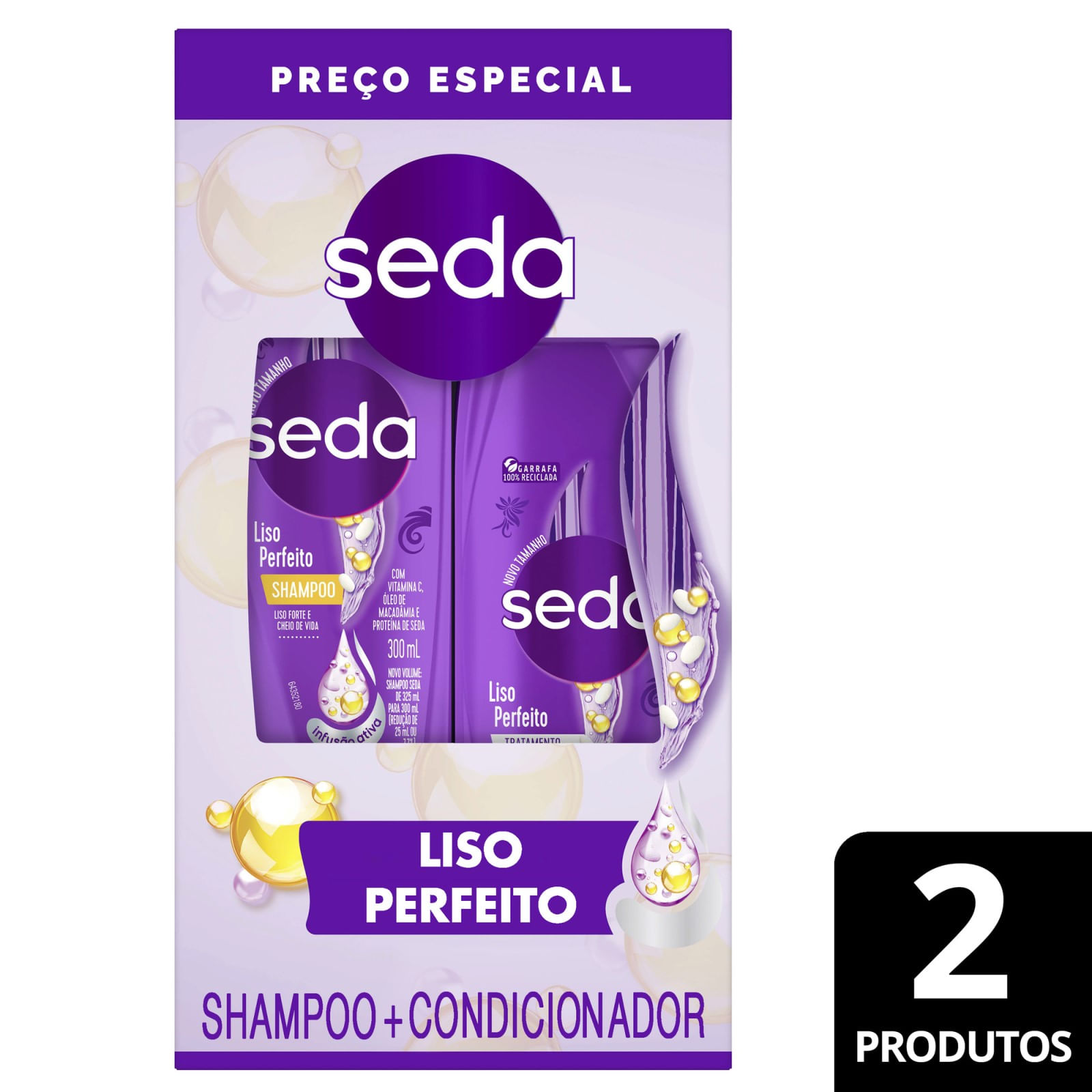 Kit Seda Liso Perfeito Shampoo 300ml + Condicionador 190ml