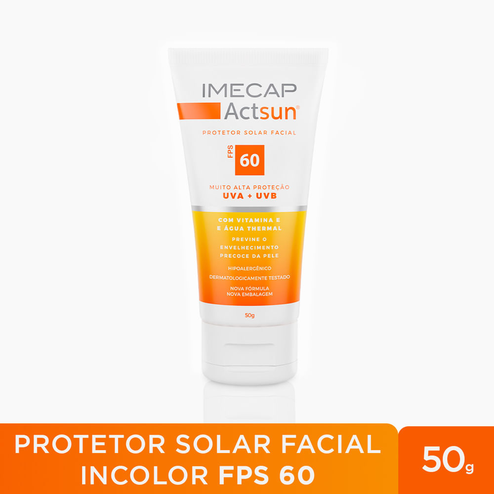Protetor Solar Facial Imecap Actsun FPS60 Sem Cor com Ácido Hialurônico 50g
