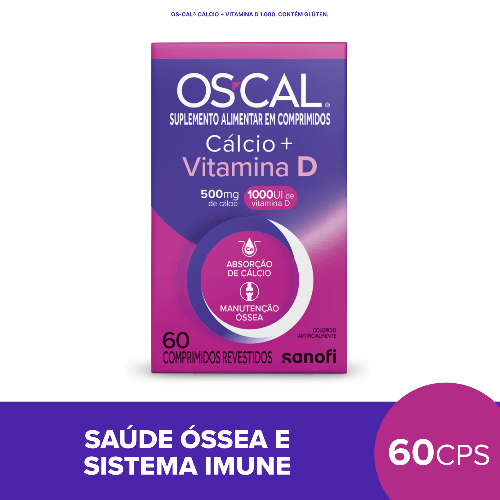 Suplemento Vitamínico Os-Cal D Cálcio 500mg + Vitamina D 1000UI 60 ...