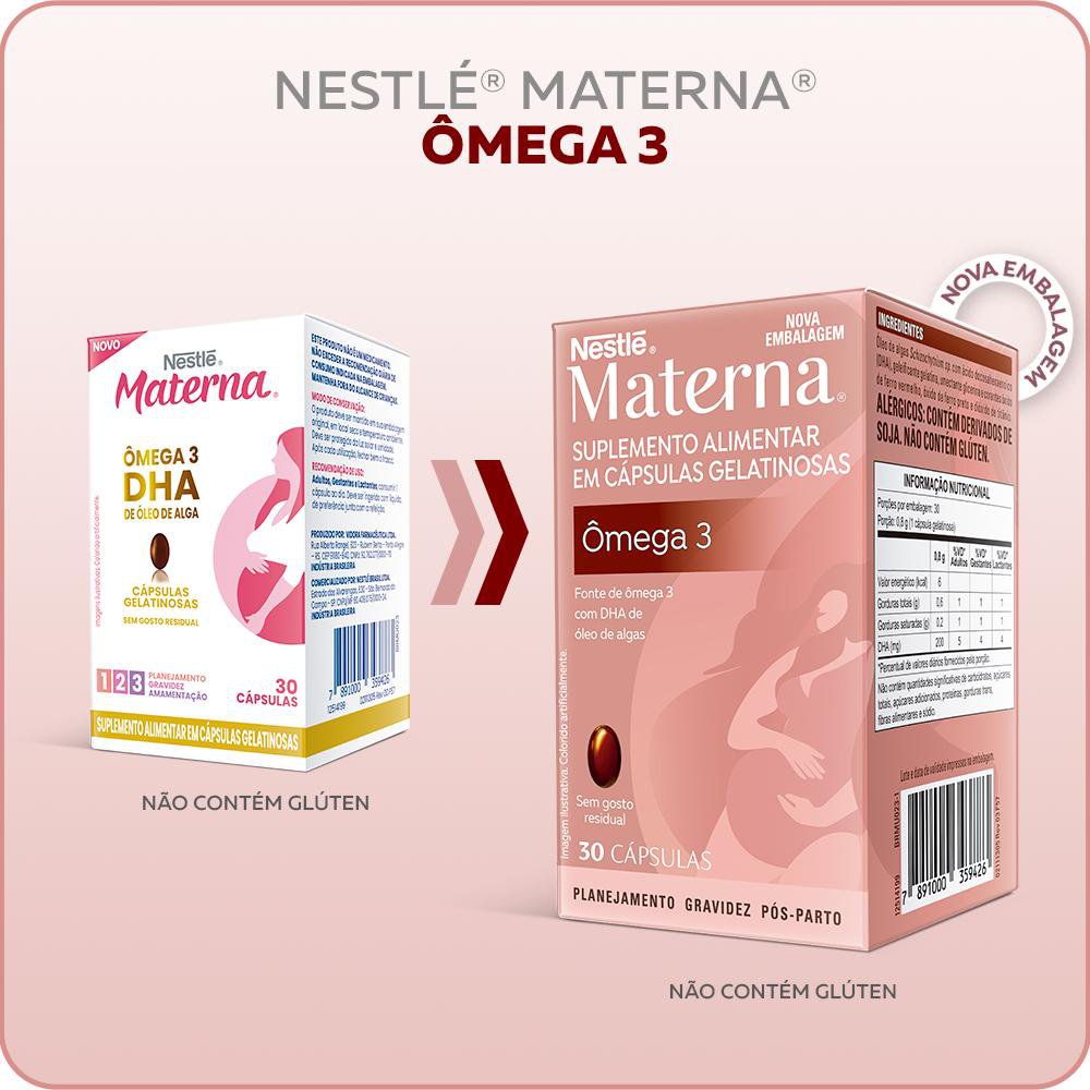 Suplemento Alimentar Adulto Nestlé Materna Ômega 3 Dha De Óleo De Alga ...