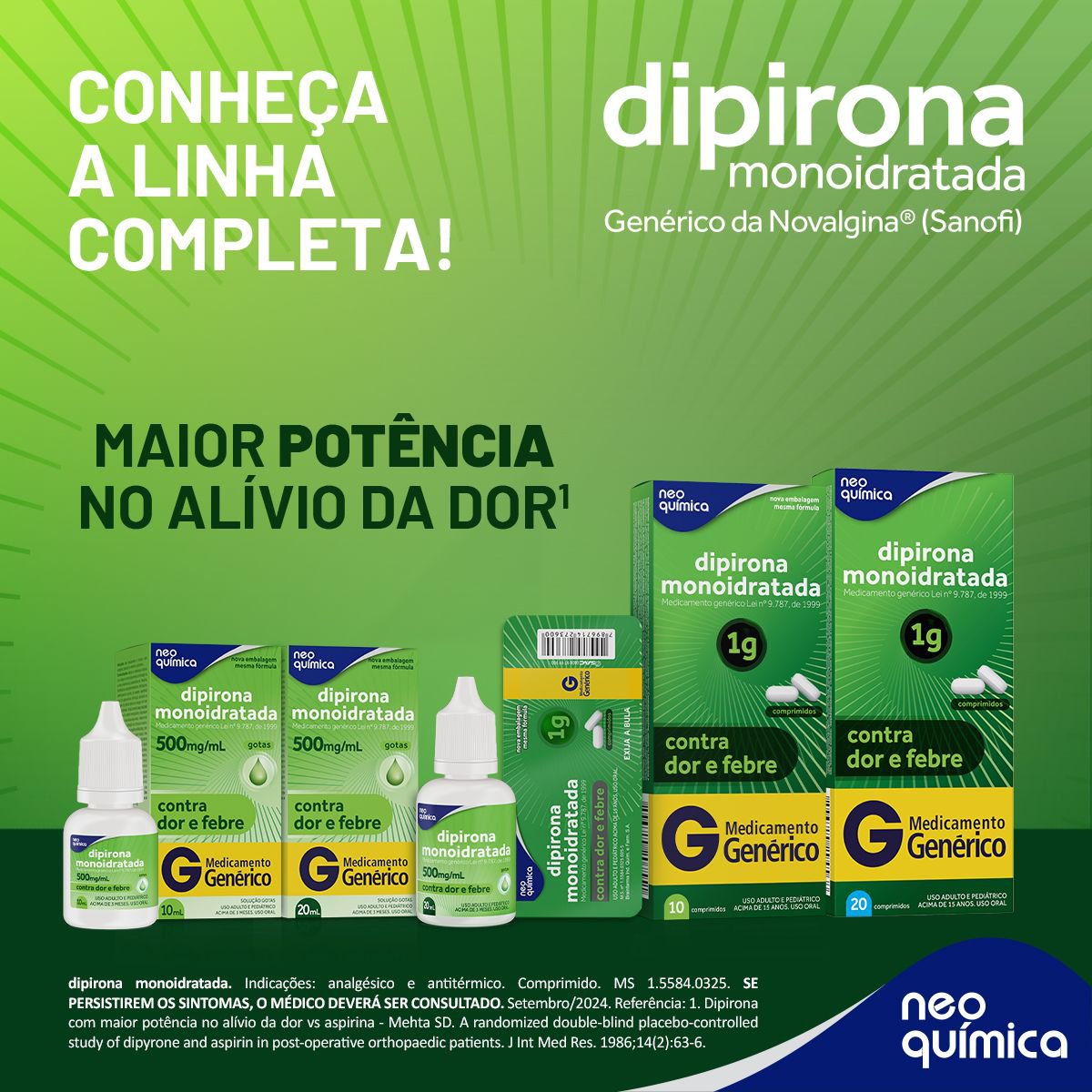 Dipirona Sódica 1g Neo Química 20 Comprimidos