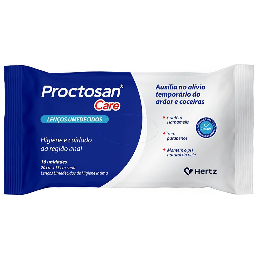 Lenços Umedecidos Proctosan Care com 16 unidades