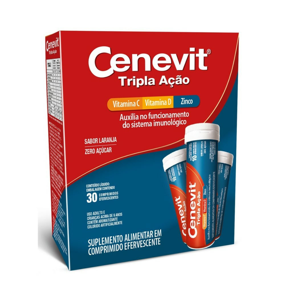 Suplemento Alimentar Cenevit Tripla Ação 30 Comprimidos Efervescentes