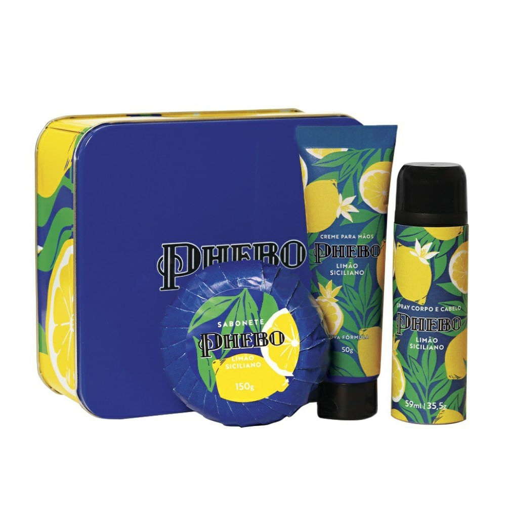 Kit Phebo Limão Siciliano Spray Corpo e Cabelo 59ml + Sabonete em Barra ...