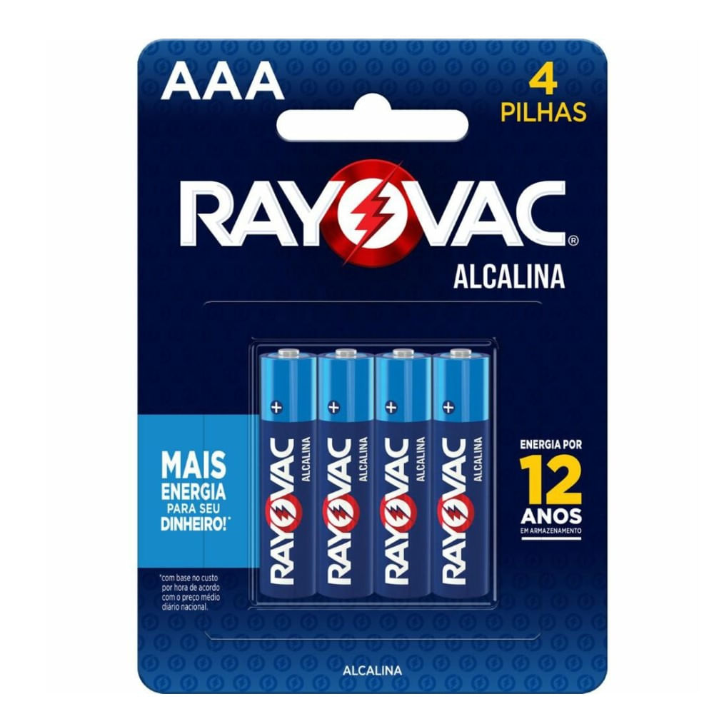 Pilha Alcalina Rayovac Palito AAA 4 Unidades