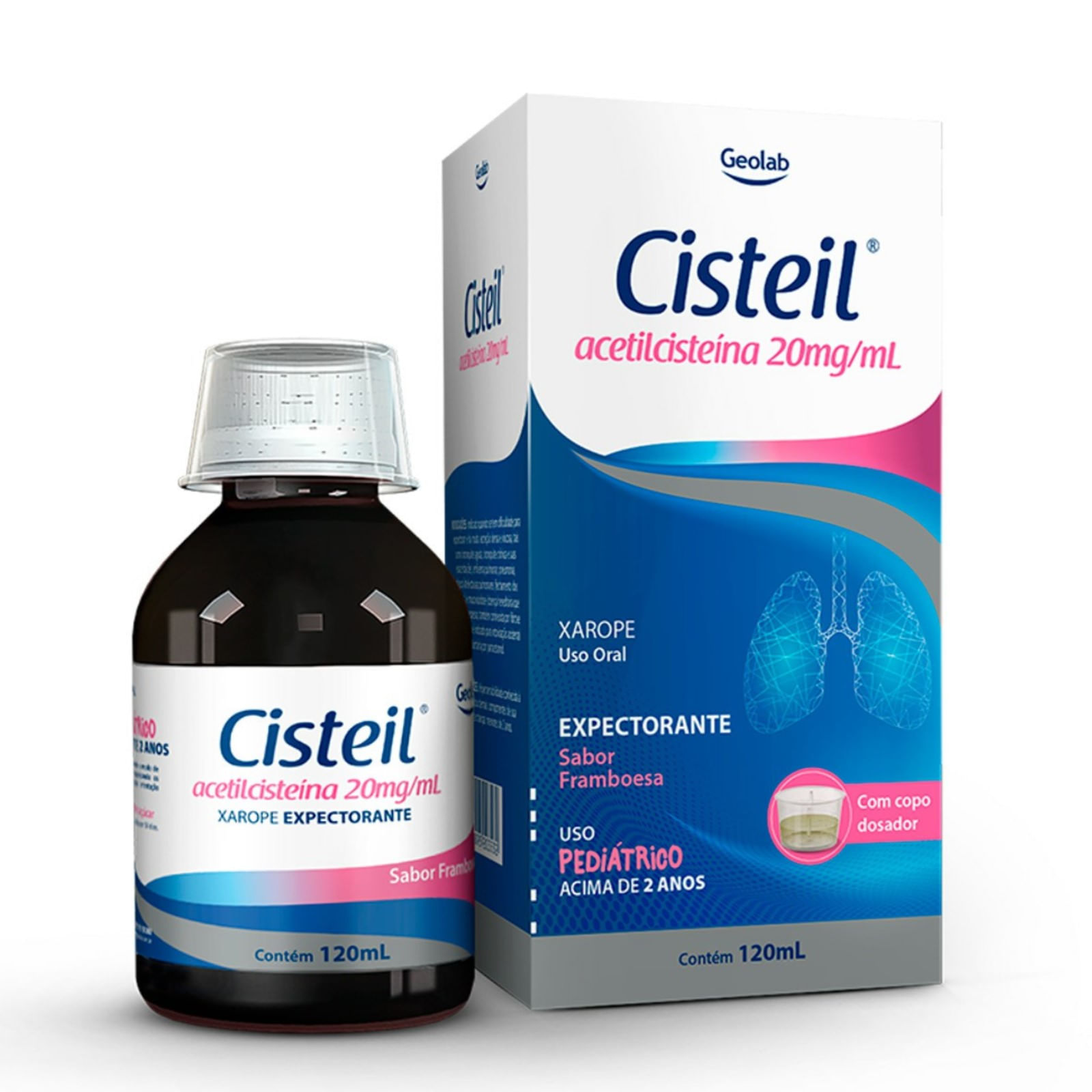 Cisteil 20mg/ml Geolab Xarope Pediátrico Frasco Com 120ml + Copo Dosador